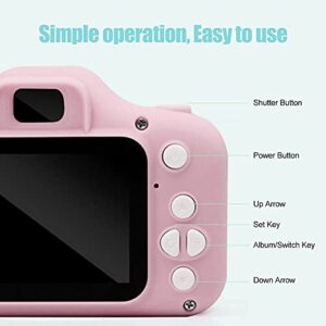 X2 Mini Portable Camera, 2.0 inch IPS Color Screen Childrens Digital Camera, HD 1080P Cartoon Digital Cute Children Camera, Toy Gift for Boys Girls(Pink)