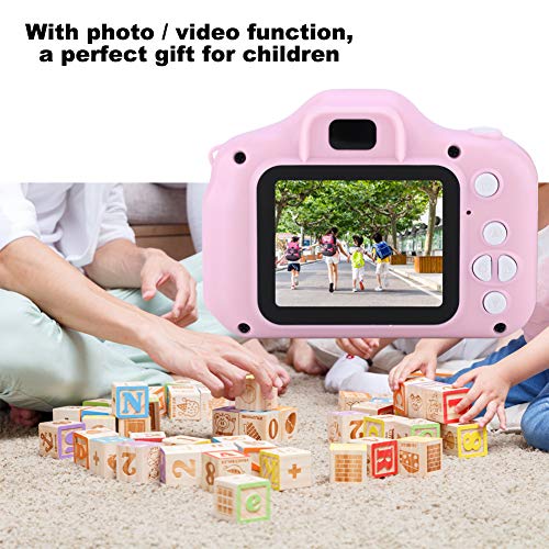 X2 Mini Portable Camera, 2.0 inch IPS Color Screen Childrens Digital Camera, HD 1080P Cartoon Digital Cute Children Camera, Toy Gift for Boys Girls(Pink)