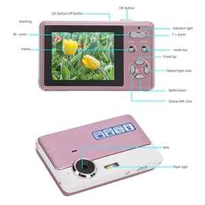 wendeekun Digital Camera, FHD 1080P 40MP Vlogging Camera with 16X Digital Zoom, 2.4 Inch IPS Screen Mini Video Camera, Portable Mini Cameras for Students, Teens, Kids, Adults, Beginners(Pink)