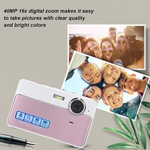 wendeekun Digital Camera, FHD 1080P 40MP Vlogging Camera with 16X Digital Zoom, 2.4 Inch IPS Screen Mini Video Camera, Portable Mini Cameras for Students, Teens, Kids, Adults, Beginners(Pink)