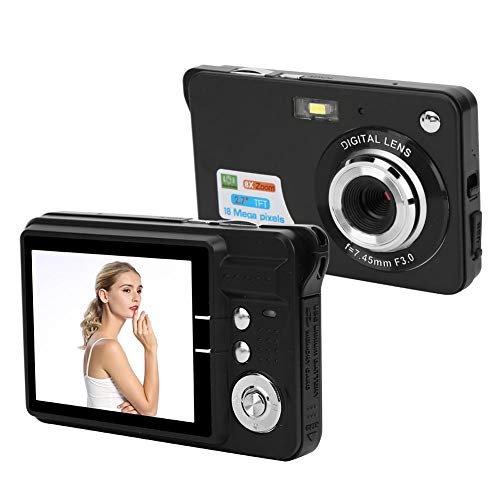 Digital Camera, 18MP Auto Focus 8X Digital Zoom 2.7in LCD Display Photography Shooting Cam with Microphone for Children Friends Parents Gifts(Black)