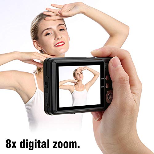 Digital Camera, 18MP Auto Focus 8X Digital Zoom 2.7in LCD Display Photography Shooting Cam with Microphone for Children Friends Parents Gifts(Black)