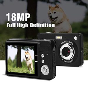 Digital Camera, 18MP Auto Focus 8X Digital Zoom 2.7in LCD Display Photography Shooting Cam with Microphone for Children Friends Parents Gifts(Black)