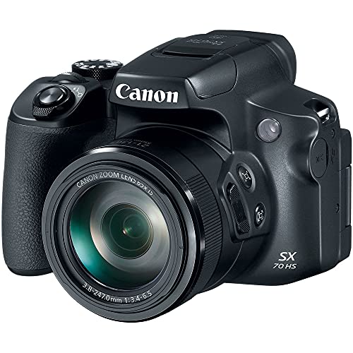 Canon PowerShot SX70 HS Digital Camera (3071C001), 64GB Memory Card, Corel Photo Software, LPE12 Battery, Charger, Card Reader, HDMI Cable, Soft Bag, Flex Tripod + More (International Model) (Renewed)