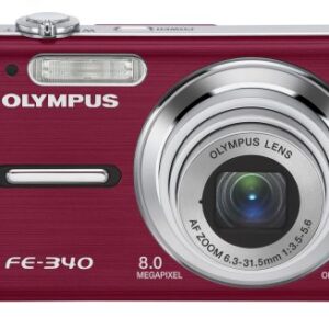 Olympus FE-340 8MP Digital Camera with 5x Optical Zoom (Red)