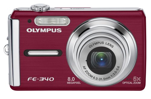 Olympus FE-340 8MP Digital Camera with 5x Optical Zoom (Red)