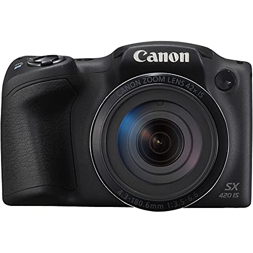 Canon PowerShot SX420 is Digital Camera (Black) (1068C001) + 2 x 64GB Memory Card + 3 x NB11L Battery + Corel Photo Software + Charger + Card Reader + LED Light + Deluxe Soft Bag + More (Renewed)