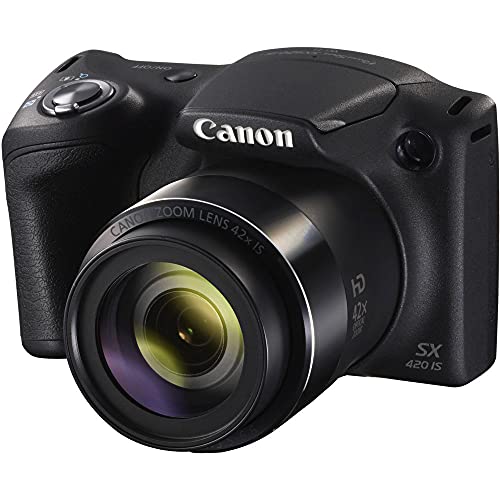 Canon PowerShot SX420 is Digital Camera (Black) (1068C001) + 2 x 64GB Memory Card + 3 x NB11L Battery + Corel Photo Software + Charger + Card Reader + LED Light + Deluxe Soft Bag + More (Renewed)