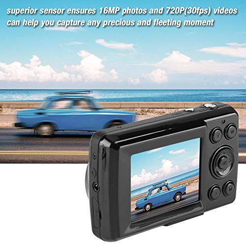 Digital Video Camera, 16MP 720P 30FPS Digital Camera, 16X Zoom Camera for Kids, Beginners, Teenagers, 2.4 Inch Large Screen, 9.5 x 5.5 x 2.5cm(Black)