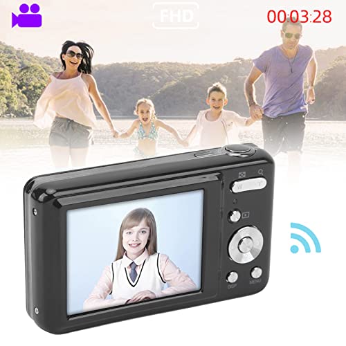 Digital Camera, 2.7in 48MP High Definition 8X Optical Zoom Portable Vlogging Camera, USB Rechargeable LED Fill Light ABS Metal Mini Compact Camera for Children, Beginners, Students, Adults(Black)