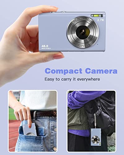 Digital Cameras for Photography Digital Camera Autofocus, 2.7K 48MP Teenager Camera with 2.8" Large Screen, 16X Zoom and 32GB Card, Compact Camera Take Macro Photos, Stylish Portable Camera for Teens