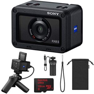 sony cyber-shot rx0 ii 15.3mp ultra-compact camera bundle with 128 gb microsdxc uhs-i memory card and shooting grip and tripod