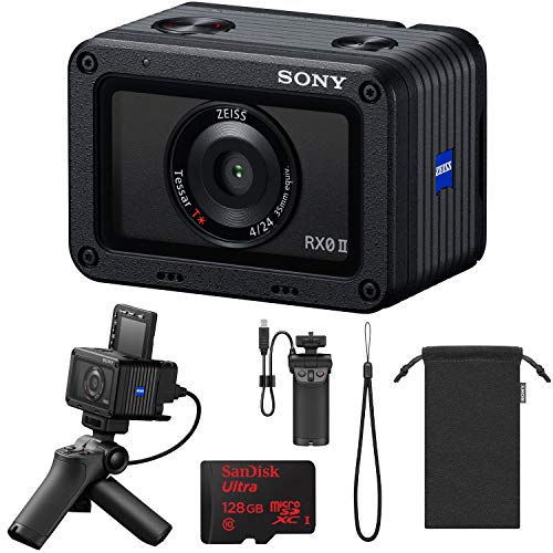 Sony Cyber-Shot RX0 II 15.3MP Ultra-Compact Camera Bundle with 128 GB MicroSDXC UHS-I Memory Card and Shooting Grip and Tripod