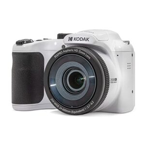 Kodak PIXPRO AZ255 Astro Zoom 16MP Digital Camera (White) Bundle with 64GB Memory Card, High-Performance Ultra Alkaline AA Batteries (10-Pack), Camera Case and Accessory (4 Items)