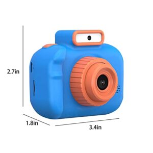 Portable Lightweight 1080P HD Children's Digital Camera, 4800 W Front and Rear,Video and Games,8xdigital Zoom,tf-Card Max 32g with Flashlight,800mah Battery,Gifts for Children (Blue)