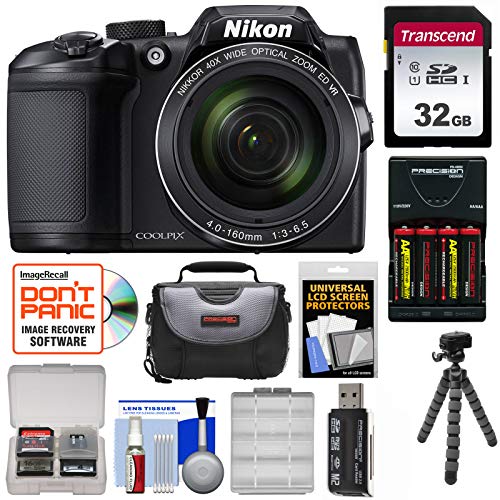 Nikon Coolpix B500 Wi-Fi Digital Camera (Black) with 32GB Card + Batteries & Charger + Case + Tripod Kit (Renewed)