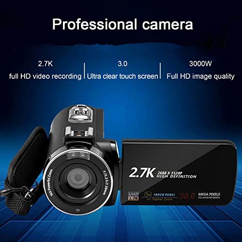 Ultra HD Digital Video Camera 2.7K 3.0-inch 270 ° Reversible IPS Touch-Control Screen DV 16 Times Digital Zoom Double Intelligent Anti-Shake with Remote Control