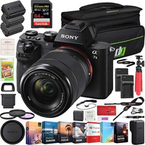 sony a7 ii full-frame alpha mirrorless digital camera a7ii ilce-7m2/k with fe 28-70mm f3.5-5.6 oss lens kit and deco gear professional photo video camera case 2x extra battery power editing bundle