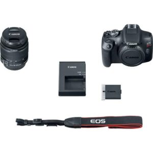 EOS Rebel T100 (EOS 4000D) DSLR Camera w/ 18-55mm DC III Zoom Lens with Pixibytes Deluxe Bundle (Renewed)