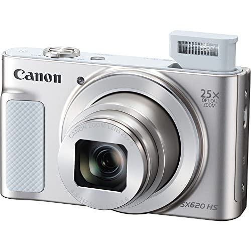 Canon PowerShot SX620 HS Digital Camera (Silver) (1074C001), 64GB Card, Card Reader, Soft Bag, Flex Tripod, Hand Strap, Memory Card Holder, Cleaning Kit (Renewed)