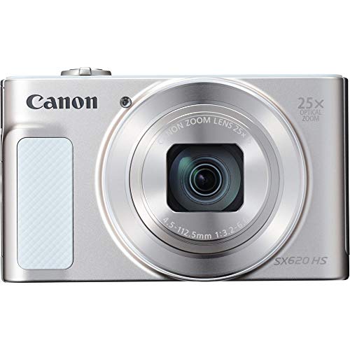 Canon PowerShot SX620 HS Digital Camera (Silver) (1074C001), 64GB Card, Card Reader, Soft Bag, Flex Tripod, Hand Strap, Memory Card Holder, Cleaning Kit (Renewed)