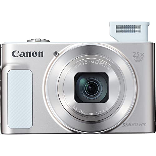 Canon PowerShot SX620 HS Digital Camera (Silver) (1074C001), 64GB Card, Card Reader, Soft Bag, Flex Tripod, Hand Strap, Memory Card Holder, Cleaning Kit (Renewed)