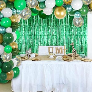 3Pcs Green Metallic Tinsel Foil Fringe Curtains,3.28ft x 6.56ft Green Photo Booth Backdrop Streamer Curtain,Photo Booth Props,Ideal for Bachelorette,Birthday,Christmas,New Year Party Decorations