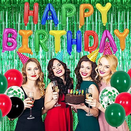 3Pcs Green Metallic Tinsel Foil Fringe Curtains,3.28ft x 6.56ft Green Photo Booth Backdrop Streamer Curtain,Photo Booth Props,Ideal for Bachelorette,Birthday,Christmas,New Year Party Decorations