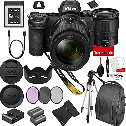 Nikon Z6II Mirrorless Digital Camera 24.5MP W/Nikkor Z 24-70mm f/4 S Lens + 64GB G Series XQD Memory Card +Accessory Bundle (20 Pieces)