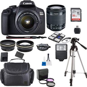 canon eos 2000d rebel t7 kit with ef-s 18-55mm f/3.5-5.6 iii lens + accessory bundle model electronics cloth (renewed) black