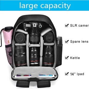 CADeN Camera Backpack Bag for DSLR/SLR Mirrorless Camera Waterproof with 14 inch Laptop Compartment, USB Charging Port, Tripod Holder, Rain Cover, Camera Case Compatible for Sony Canon Nikon Black S