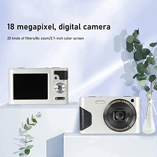 Yrmaups 1080P Digital Camera -18MP 2.7 Inch LCD Screen 8X Digital Zoom FHD Small Camera for Teens Students Boys Girls Seniors