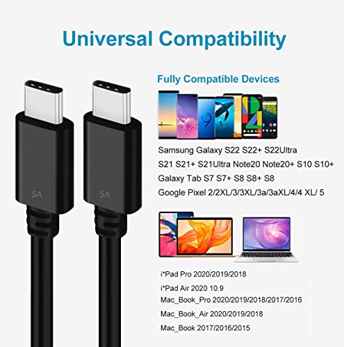 Samsung USB C to USB C Cable [3.3ft, 2-Pack],100W/5A Super Fast Charging 2.0 Cord for Samsung Galaxy S22 S22+ S22Ultra S21 S21+ S21Ultra Note20/20+ S10,Galaxy Tab S7 S7+ S8 S8+ S8 Ultra and More