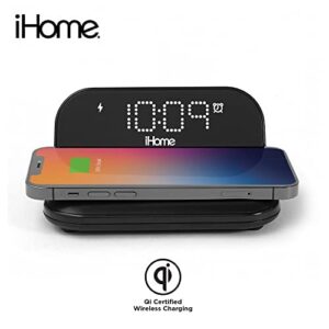 iHome Alarm Clock with Wireless Charging, iPhone Charger and Samsung Charger with USB Charger for Apple and Android Devices