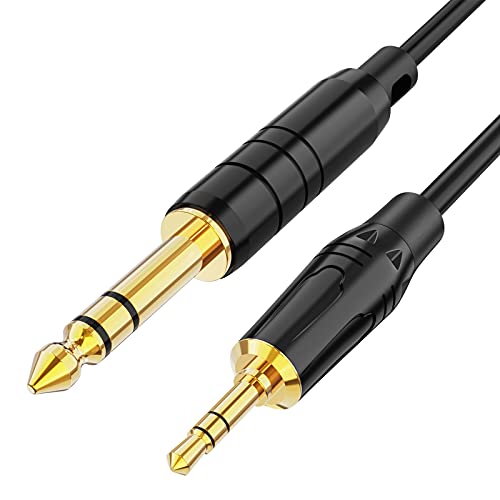 CableCreation Gold Plated 3.5mm 1/8" Male Stereo to 6.35mm 1/4" Male Stereo Audio Cable, 2 Meters/Black