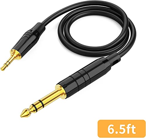 CableCreation Gold Plated 3.5mm 1/8" Male Stereo to 6.35mm 1/4" Male Stereo Audio Cable, 2 Meters/Black