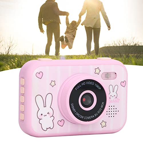 Kids Digital Camera, Cute Portable High Definition Kids Digital Camera with USB Charge Dual Lens 40MP MP3 Player Eyeshield Big Screen Pink Digital Camera for Travelling