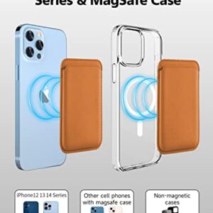 Magnetic Card Wallet Holder with MagSafe for iPhone 14 Pro Max/14 Plus/14 Pro/14, for iPhone 13 Pro Max/13 Pro/13/13 Mini, for iPhone 12/12 Pro/12 Max/12 Mini,GoldenBrown