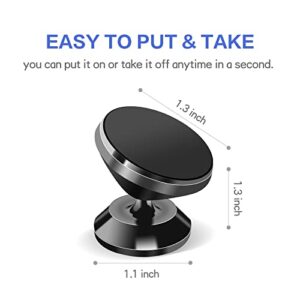 2 Pack Magnetic Phone Car Mount, Strong Magnet Cell Phone Holder with 4 Metal Plate, Dashboard 360° Rotation & Degrees View, Adjustable Magnet Cell Phone Mount Compatible with iPhone, Samsung and More