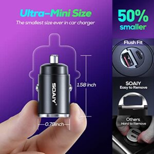 Car Charger USB C, PD 30W & QC 30W Fast Charging Car Charger Adapter [Ultra-Mini, Flush Fit, All Metal], Compatible with iPhone 14 13 12 Samsung S22/21/20 Pixel All Smartphone