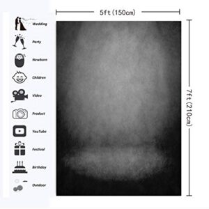 Black Abstract Portrait Backdrop Black Gray Solid Color Photography Background Adult Professional Portrait Studio Booth Props 5x7FT