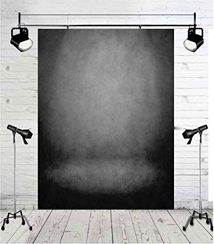 Black Abstract Portrait Backdrop Black Gray Solid Color Photography Background Adult Professional Portrait Studio Booth Props 5x7FT