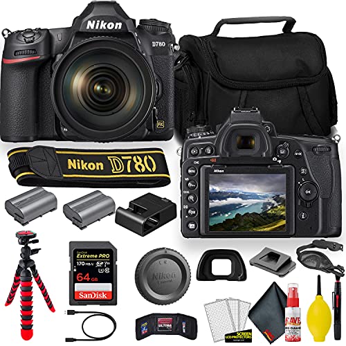 Nikon D780 24.5 MP Full Frame DSLR Camera (1618) - Accessory Bundle - with Sandisk Extreme Pro 64GB Card + Additional ENEL15 Battery Case + Cleaning Set + More (Renewed)