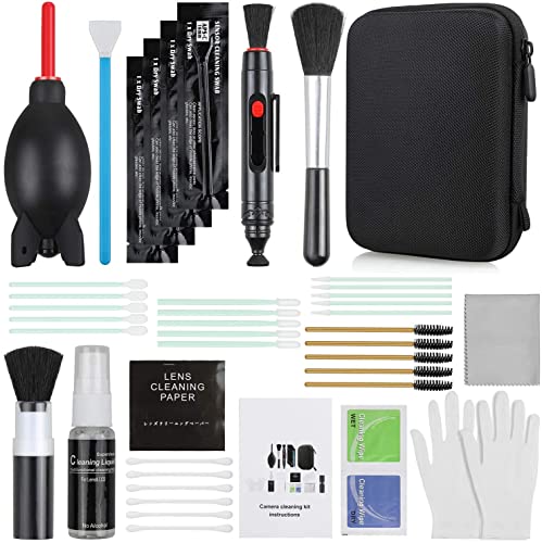 Temery 17-in-1 Camera Cleaning Kit for DSLR Cameras (Canon, Nikon,Sony), with Air Blower/Cleaning Pen/Detergent/Cleaning Cloth/Lens Brush/Carry Case