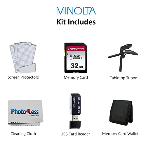 Minolta MN53 Digital Camera (Purple) + 32GB SD Memory Card + Tri-fold Memory Card Wallet + Table Tripod Hand Grip + Hi-Speed SD USB Card Reader