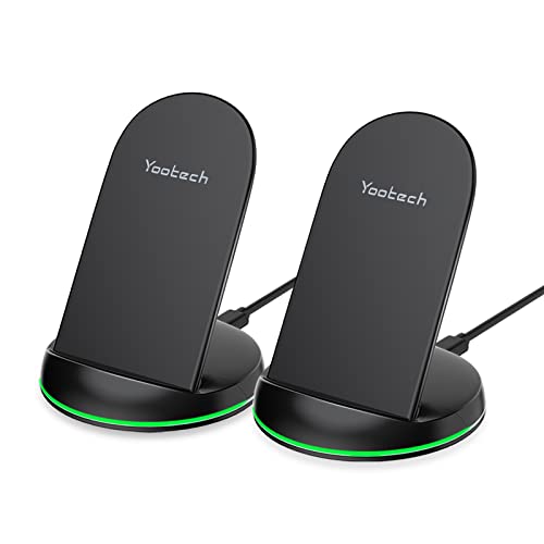 Yootech [2 Pack] Wireless Charger 10W Max Wireless Charging Stand, Compatible with iPhone 14/14 Plus/14 Pro/14 Pro Max/13/13 Mini/13 Pro Max/SE 2022/12/11/X/8,Galaxy S22/S21/S20/S10(No AC Adapter)