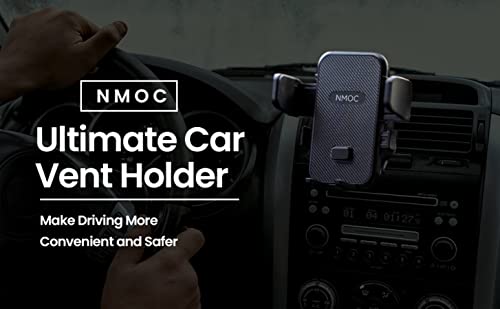 NMOC [Upgraded] Polycarbonate Air Vent Cell Phone Holder for Car, Hands Free Mount With Adjustable Steel Hook, Compatible With Most Smart Phones Including iPhone 14 13 Galaxy S22 S21 S20 And More