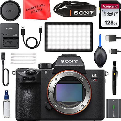 Sony intl. Alpha a7R IVA Mirrorless Digital Camera (Body Only) Bundle, Starter Kit + Accessories (HDMI Cable, LED Light, 128Gb Memory Card, Cleaning Kit) ILCE7RM4A/B, Black, full-size