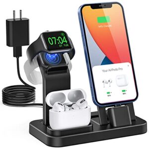 tinetton 3 in 1 charging station compatible with apple watch iphone airpods with 15w adapter