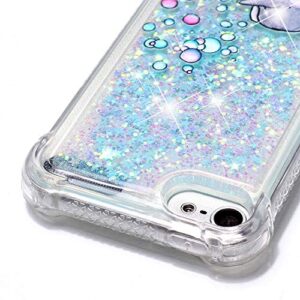 CAIYUNL iPod Touch 7 Case, iPod Touch 6 /Touch 5 Case Glitter, Liquid Sparkle Bling Cute Clear Soft TPU Girls Women Kids Protective Case Cover for iPod Touch 7th /6th/5th Generation -Blue Elephant